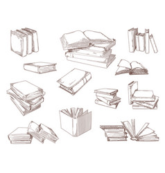 Hand drawn books set education concept vintage Vector Image