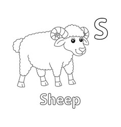 Sheep isolated coloring page for kids Royalty Free Vector
