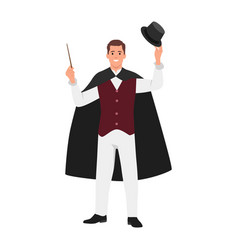 Magician with stars and magic wand Royalty Free Vector Image