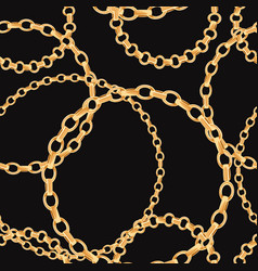 Fashion seamless pattern golden chain on dark Vector Image