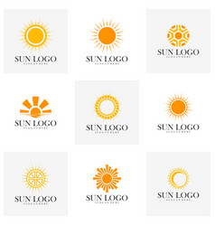 Line sunset and sun shine with rays logo elements Vector Image