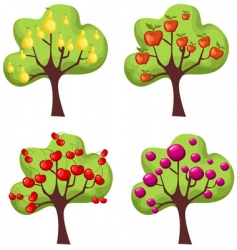 Apple tree with ripe fruits in cartoon style Vector Image