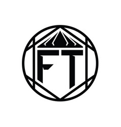 Ft letter logo monogram hexagon shield shape Vector Image