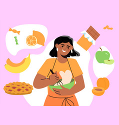 Beautiful girl cook food Royalty Free Vector Image