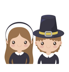 Pilgrim couple Royalty Free Vector Image - VectorStock