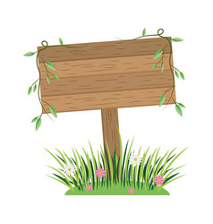 Empty wooden sign with grass Royalty Free Vector Image