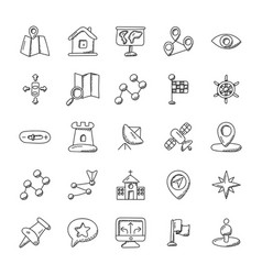 Map icons and location on terrain Royalty Free Vector Image