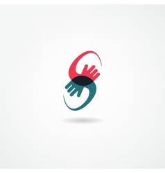 Abstract people logo with hand Royalty Free Vector Image