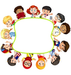 Border template with kids reading books Royalty Free Vector