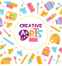 Kids creative class template promotional logo set Vector Image