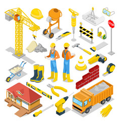 Construction machinery isometric icons Royalty Free Vector
