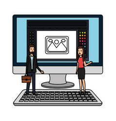 Cartoon smiling desktop computer Royalty Free Vector Image