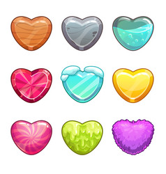 Golden silver bronze hearts set love Royalty Free Vector