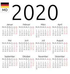 Calendar 2020 sunday Royalty Free Vector Image