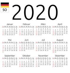 Calendar 2020 sunday Royalty Free Vector Image