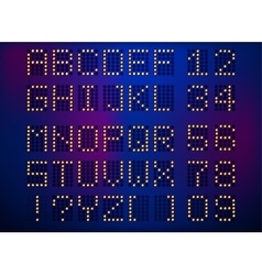 Digital led font alphabet letters and numbers Vector Image
