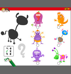 Shadows game with cartoon fantasy characters Vector Image