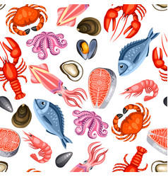 Background with various seafood Royalty Free Vector Image