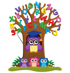 Autumn frame with owl teacher 3 Royalty Free Vector Image