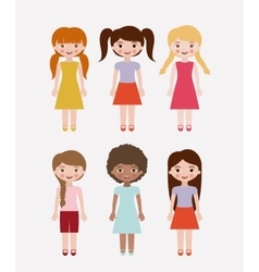 Smiling girls faces female children with happy Vector Image