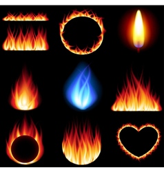 Realistic fire flames on transparent grid vector by kolonko - Image ...