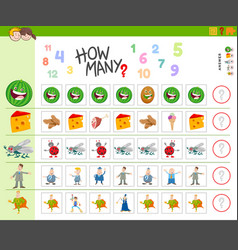 Counting task with cartoon characters Royalty Free Vector