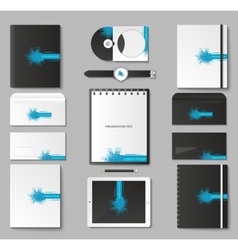 Professional blue branding design kit with cubes Vector Image