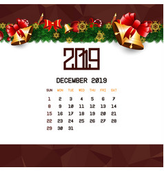 2019 year calendar with cupcake Royalty Free Vector Image