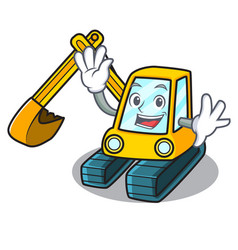 Backhoe loader cartoon art Royalty Free Vector Image