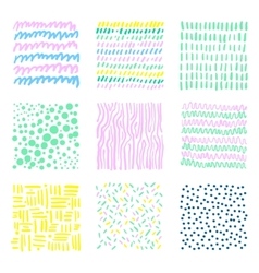 Hand drawn brushes seamless patterns collection Vector Image