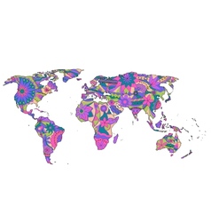 Contour world map with countries names Royalty Free Vector