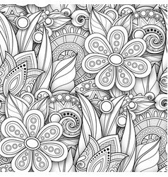 Monochrome seamless pattern with floral motifs Vector Image