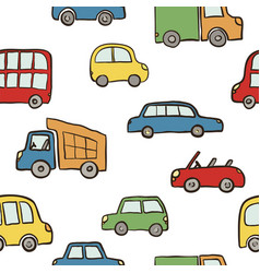 Seamless pattern with hand drawn retro racing cars