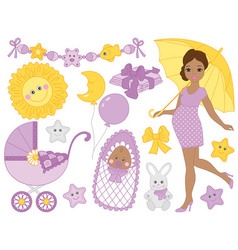 African american christmas girls set Royalty Free Vector