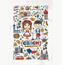 Czech republic culture symbol set Royalty Free Vector Image