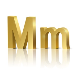 M gold letter with swirly ornaments Royalty Free Vector