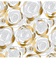 Gold rose decorative flowers seamless pattern Vector Image