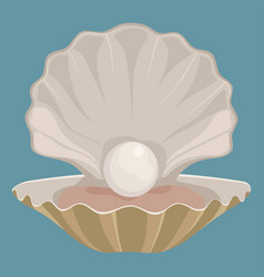 Open beautiful seashell with a precious pearl Vector Image
