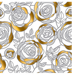 Gold rose decorative flowers seamless pattern Vector Image