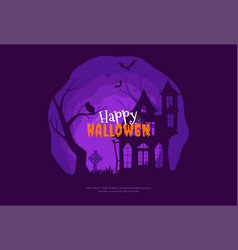 Purple cemetery halloween background banner Vector Image