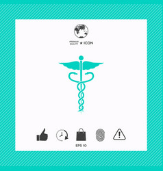Banner with hermes staff caduceus and runes Vector Image