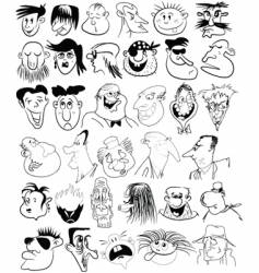 Animal face outline set Royalty Free Vector Image