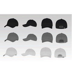Set of baseball caps front back and side view Vector Image