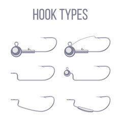 Offset hook and soft plastic bait fishing Vector Image