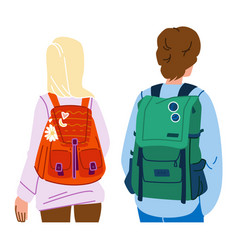 Kid backpack set cartoon side or front view Vector Image