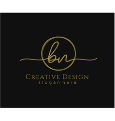 Bn initial handwriting logo with circle template Vector Image