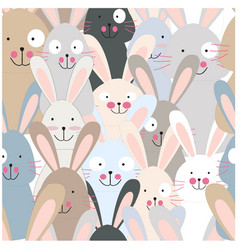 Cute rabbit bunny in flower seamless pattern Vector Image