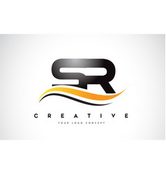 Rs r s letter logo design with swoosh and black Vector Image