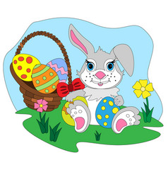 Cute rabbit cartoon holding easter egg Vector Image by tigatelu - Image ...