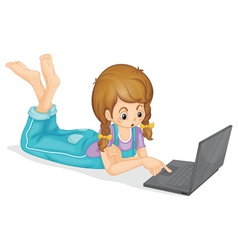 Girl using computer Royalty Free Vector Image - VectorStock